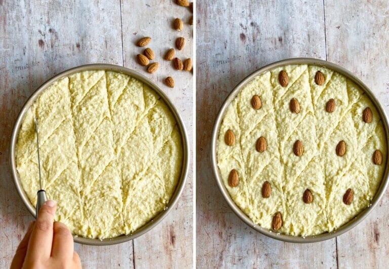 Namoura (Basbousa Semolina Cake) - Hungry Paprikas
