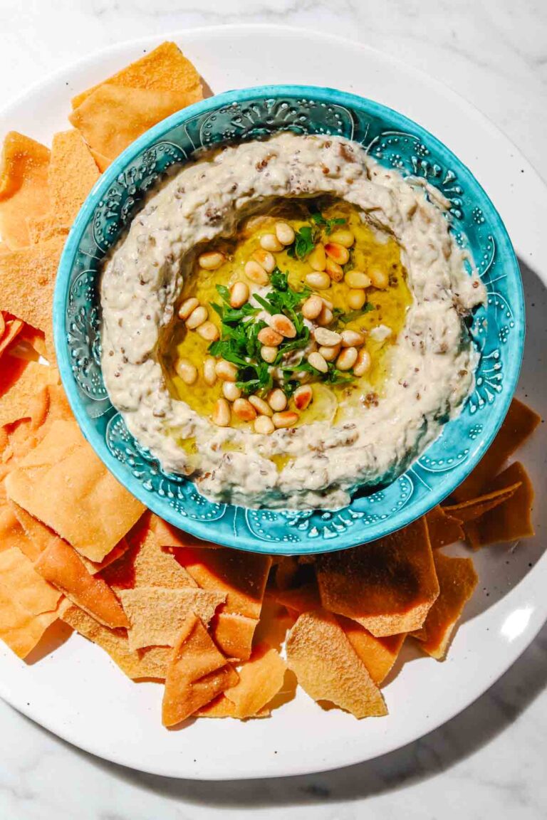 Creamy & Smokey Mutabal with Tahini - Hungry Paprikas