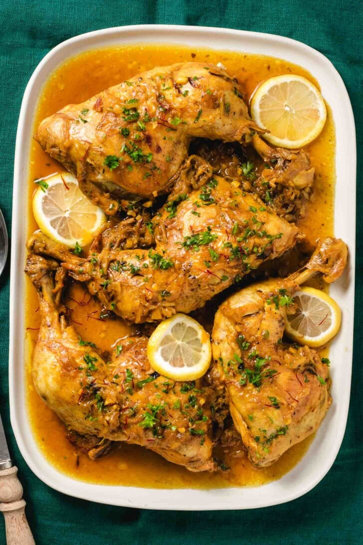 Braised Saffron Chicken Legs (One Pot) - Hungry Paprikas